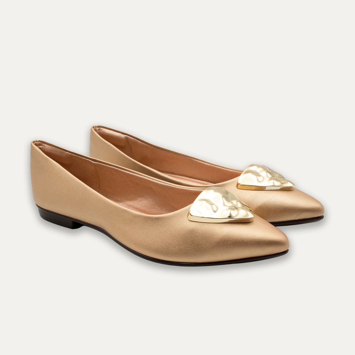 Elena Light Gold Pointed Toe Flats – Dear Bliss