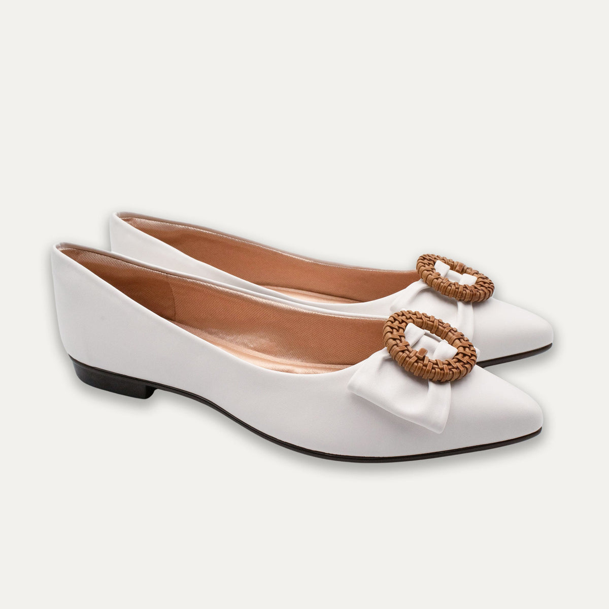Tatiana White Pointed Toe Flats – Dear Bliss