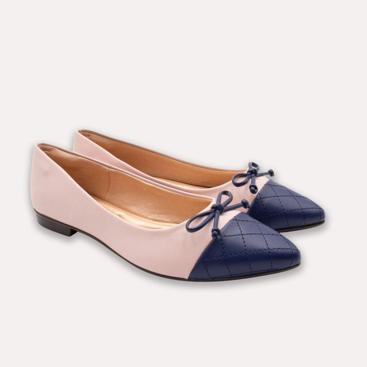 Camila Bow Two-Tone Tea Rose Pointed Flats – Dear Bliss