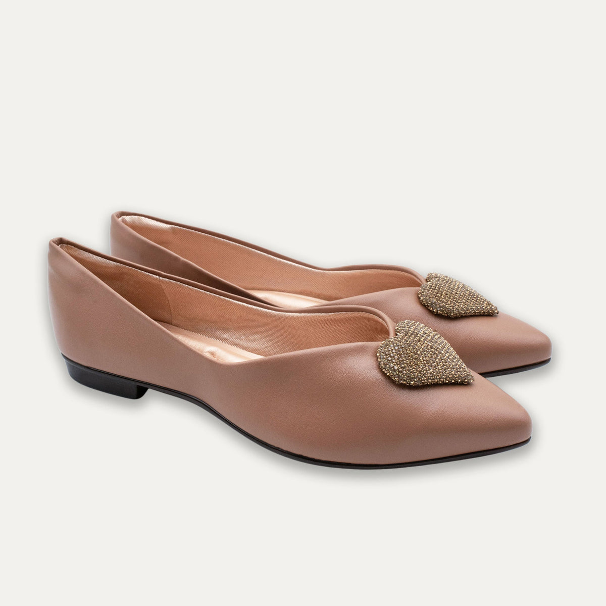 Leticia Heart Tan Pointed Toe Flats – Dear Bliss